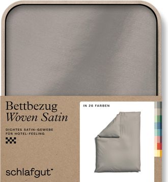 Schlafgut Woven Satin Bettwäsche 135x200cm Bettdecke Bezug einzeln, Sand Mid Uni in Hotelqualität mit 100% Baumwolle