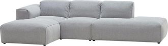Studio Copenhagen home24 Ecksofa mit Chaiselongue Grau Webstoff Saia 290 x 71 x 173cm Longchair davorstehend links Modern