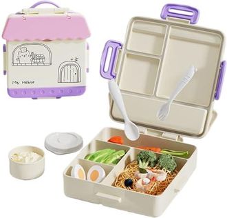 Generico Bo&icirc;te &agrave; d&eacute;jeuner pour enfants | R&eacute;cipient de 1000 ml qui passe au micro-ondes | Bo&icirc;te &agrave; d&eacute;jeuner pour la maternelle avec cuill&egrave;re et fourchette - Pour