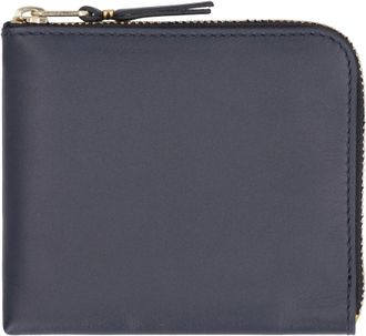Comme Des Gar&ccedil;ons Mens Leather Wallet With Zippered Closure Blue Cow Hide & Cardholders