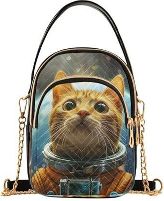 Mnsruu Sac à bandoulière pour femme, chat, astronaute, planète, espace, sac à main, petit sac à bandoulière avec sangle réglable