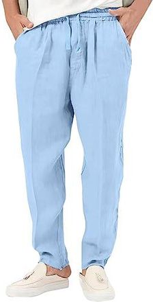 Generic Pantalon de plage l&eacute;ger pour homme - Pantalon d&eacute;t&eacute; avec taille &eacute;lastique - Pantalon en tissu respirant - Jambe droite - Pantalon de jogging confortabl