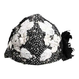Dolce & Gabbana Schwarzer Wei&szlig;er Blumiger Cloche Hut - - Accessories - Damen - Schwarzk - ONE SIZE