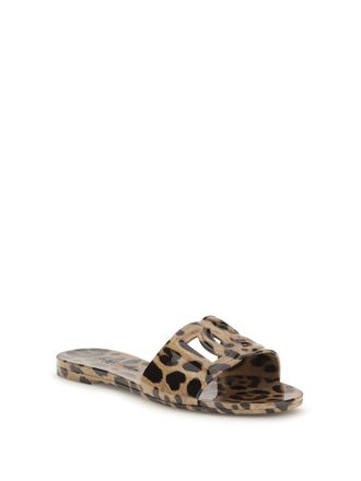 Dolce & Gabbana Womens Rubber Sandals With Leopard Print Leo New
