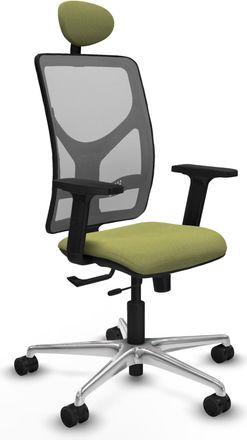 Piqueras y Crespo Schreibtischstuhl mit 2D-Armen, h&ouml;henverstellbare Lendenwirbelst&uuml;tze und festes Kopfteil, ausgestattet mit Syncro/Traslack und Schneideschaum, Grau/Ol