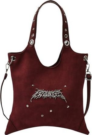 Generic Sac &agrave; bandouli&egrave;re &eacute;l&eacute;gant en cuir synth&eacute;tique avec rivets - Grande capacit&eacute; - Tendance - Sac &agrave; main cr&eacute;atif sous les bras - Pour voyage, rendez-vous, 