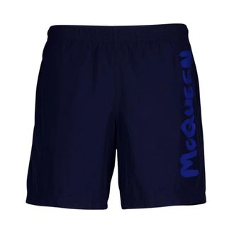 Alexander McQueen Marineblaue Logo Badehose - - Swimwear - Herren - Blau - S