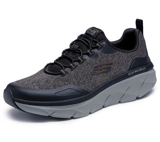 Skechers Herren Dlux Walker 2.0 Steadyway Sneaker, Black Mesh/Synthetic/Charcoal Trim, 47.5 EU