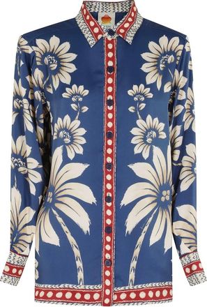 Farm Rio Farm Rio, Femme, Blouses et Chemises, Bleu, Taille: 38 FR Moon Shirt