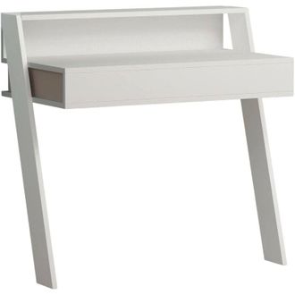 Dmora Schreibtisch Caliban, Mehrzweckschreibtisch, Bürotisch für pc, Eckschreibtisch, 94x50 h91 cm, Weiß - Dmora