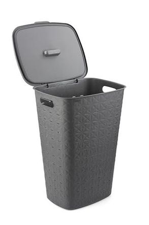 Curver Wäschekorb Softex 56L - Elegantes Design - leicht, stapelbar und praktisch - 70% recycelt - 59 x 43 x 34 cm - Grau