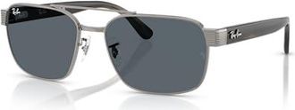 Ray-Ban Lunettes de soleil carrées Rb3751, Bleu (Gunmetal/Blue), 58 mm