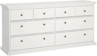 Dmora Commode Asiagela, 8 Tiroirs, Ouverture Coulissante, 48,5x183,4x86,88h cm Blanc