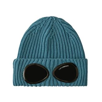 C.P. Company Extrafine Merino Wool Goggle Beanie - - Accessories - Herren - Blau - ONE SIZE