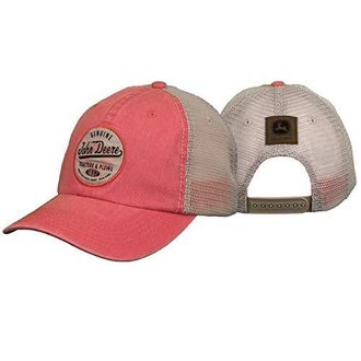 John Deere Tractors Womens Ivory Patch Cap, Ivory and Coral