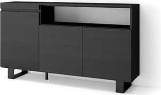 Skraut Home | Sideboard, Highboard | Kommode, Komodenschrank | 150x87x35cm | 3 T&uuml;ren | Industriedesign | Moderner Stil | Schwarz