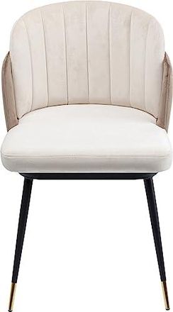 Kare Design Design Hojas Stuhl, Beige/Weiß, Holz, Stahl, Samt, Stuhl, Esszimmerstuhl, (H/B/T) 81x52x58cm