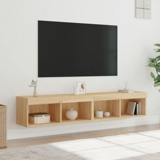 vidaXL Vidaxl - Meubles tv avec lumi&egrave;res led 2 pcs ch&ecirc;ne sonoma 80x30x30 cm