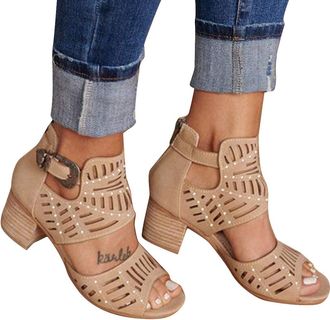 Onsoyours Damen Keilabsatz Sandalen Frauen Sommer Offene Schuhe Faux Leder Plattform Flip Flops Freizeit Sommerschuhe B Khaki 38 EU