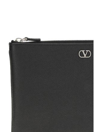 Valentino Garavani Mens Leather Pouch Black Calf Umbrellas Accessory