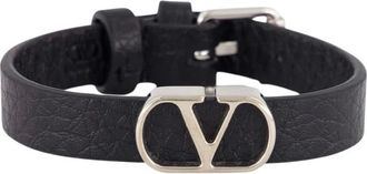 Valentino Garavani Homme, Accessoires, Noir, Taille: ONE Size VLogo Signature Leather Bracelet
