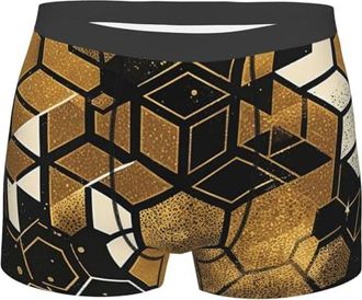 Generic Homme sous-V&ecirc;tement Polygone Dor&eacute; G&eacute;om&eacute;trique Paillet&eacute; Abstrait Rapide Boxers pour Homme Confortable Cale&ccedil;on Boxers pour Sport Usage Quotidien Les XXL