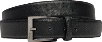 HUGO BOSS Homme, Accessoires, Noir, Taille: 90 CM Ceinture en cuir noir avec boucle logo