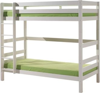 Vipack PISBOL14 Etagen-Hochbett Pino, Maße 210 x 182 x 105 cm, Liegefläche 90 x 200 cm, Kiefer massiv weiß lackiert