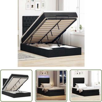 vidaXL The Living Store - vidaXL Ottoman-Bett mit Matratze & LEDs Schwarz 120x190 cm Stoff