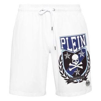 Philipp Plein Homme, Maillots de bain, Blanc, Taille: 4XL Skull & Bones Swim Trunks