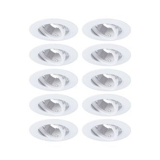 Paulmann 92115 Einbauleuchte 10er-Set schwenkbar rund 90mm 30&deg; GU10 max. 10x10W 230V Wei&szlig; Einbaulampe