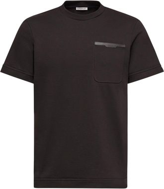 Moncler Moncler T-shirt En Coton &Agrave; Bordures En Cuir, Homme, Noir, Taille: 3xl