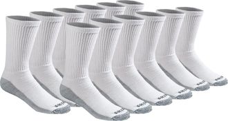Dickies Mens Big & Tall Dri-tech Moisture Control Crew Socks Multipack, White (12 Pairs), Shoe Size: 15-17