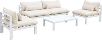 Sweeek Salon de jardin 5 places en aluminium - assises profondes - Rieti - Naturel