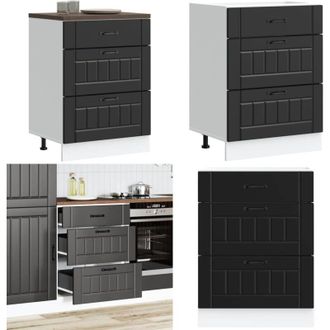vidaXL Vidaxl - Armoire de cuisine Lucca noir bois ding&eacute;nierie