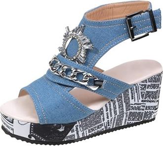 Generic Escarpins Mary Jane à talon large en denim à tête ronde avec doublure douce en daim pour rendez-vous galant, soirée, remise de diplôme, brevet pour fe