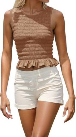 Generic D&eacute;bardeur Femme Maillot De Corps Haut d&eacute;contract&eacute; &agrave; &eacute;paules Froides pour Femmes avec Un Design nou&eacute; dans Le Dos id&eacute;al pour des journ&eacute;es d&eacute;t&eacute; ou des so