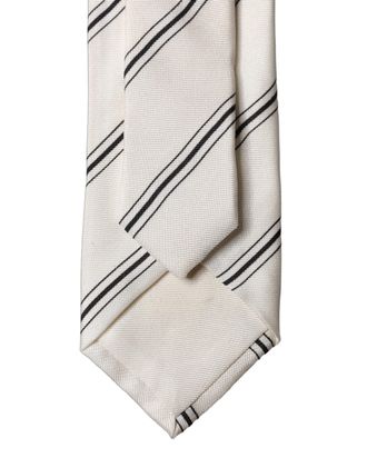 Dolce & Gabbana Beige Black Stripes Silk Adjustable Men Necktie Tie