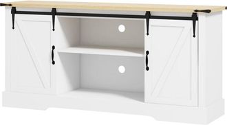 HOMCOM Homcom - Buffet design 2 portes coulissantes 3 &eacute;tag&egrave;res - dim. 150L x 40l x 72H cm - blanc aspect bois clair