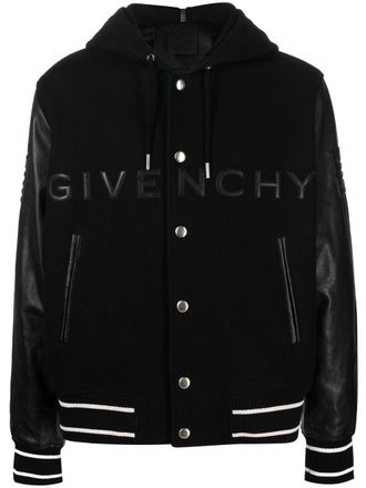 Givenchy veste teddy &agrave; logo en relief - Noir