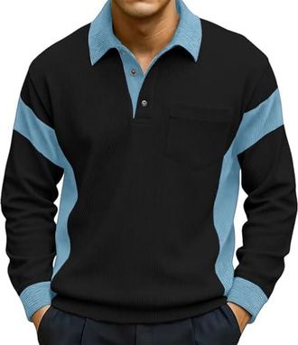 Generic Polo classique boutonn&eacute; pour homme, coupe classique, chemise vintage d&eacute;contract&eacute;e, haut basique doux, l&eacute;ger et respirant, bleu marine, XXL