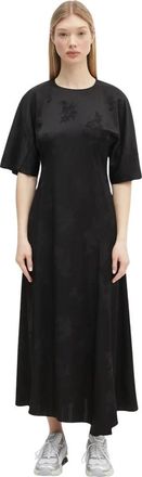 Ganni Femme, Robes, Noir, Taille: 36 FR Longue robe fluide en satin jacquard fendue