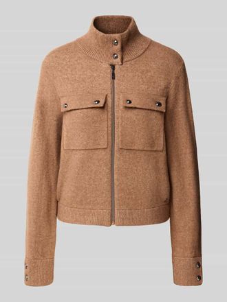 Monari Relaxed Fit Strickjacke mit Stehkragen und Brusttaschen