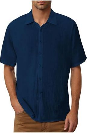 Generic Chemise décontractée intelligente à col boutonné pour homme, chemises de loisirs et de travail pour hommes, chemises dété légères pour hommes, hauts d