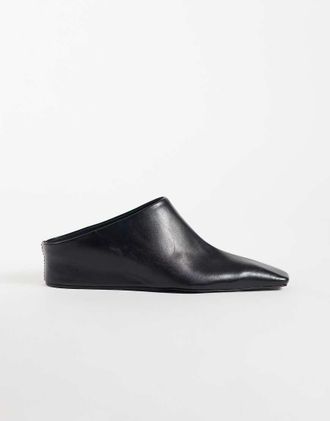 Asos Maeve mules en cuir &agrave; talon compens&eacute; cach&eacute; noires
