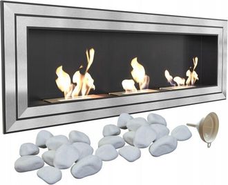 Kratki Wandkamin Bioethanol JULIET 1800 T&Uuml;V Deko Steine Set
