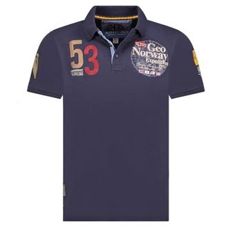 Geographical Norway Kelan Men - Polo Homme Classique - Polos Coton Manches Courtes Decontracte Col Bouton - Casual Shirt Tops Regular Classic - Printemps &Eacute;t&eacute; (Marine M)