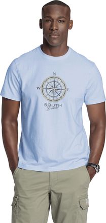 DELMAO T-Shirt DELMAO, Herren, Gr. 4XL (68/70), blau (hellblau), Single Jersey, Obermaterial: 100% Baumwolle, bedruckt, normal, Rundhals, Shirts T-Shirt, Kur