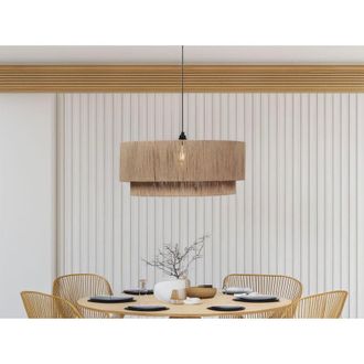 Trio Leuchten Gro&szlig;e Pendelleuchte smilla 1-flammig aus Jute Natur im Boho Stil, &oslash; 60cm