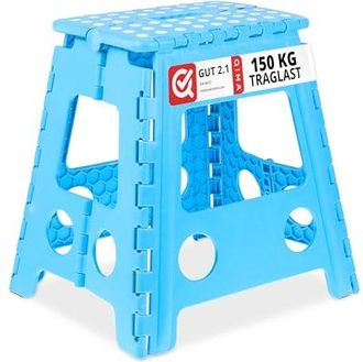 Relaxdays Klapphocker faltbar, Camping Hocker, Kinder Badhocker, bis 150 kg, Kunststoff, HxBxT: 39 x 39 x 32 cm, blau